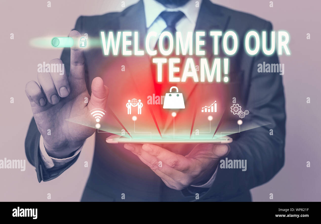 Writing note showing Welcome To Our Team. Business concept for ...