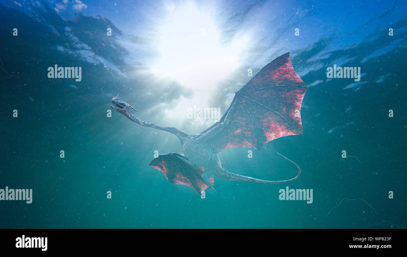 dragon, legendary creature swimming underwater Stock Photo - Alamy