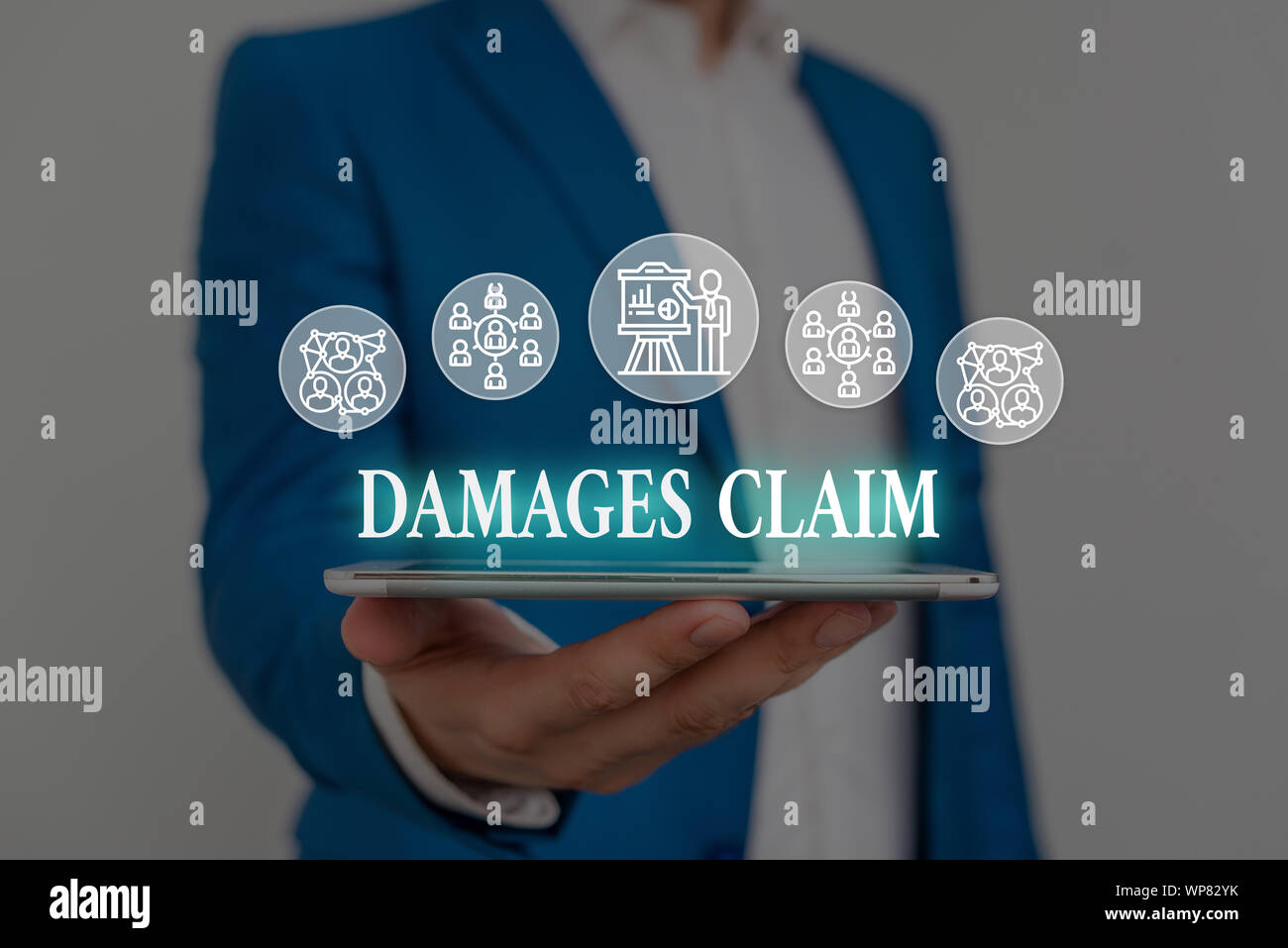 Text sign showing Damages Claim. Business photo showcasing Deanalysisd ...