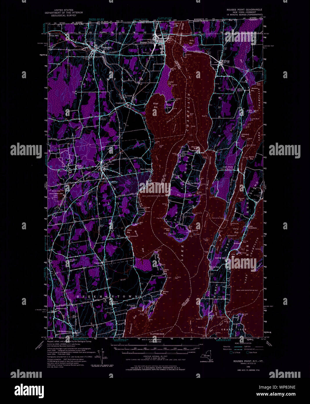 New York NY Rouses Point 129244 1956 62500 Inverted Restoration Stock ...