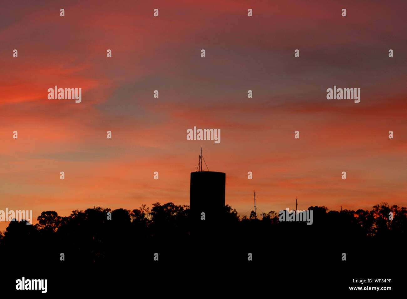 Sunset silhouettes and colors in the city of Santa Maria, RS, Brazil ...