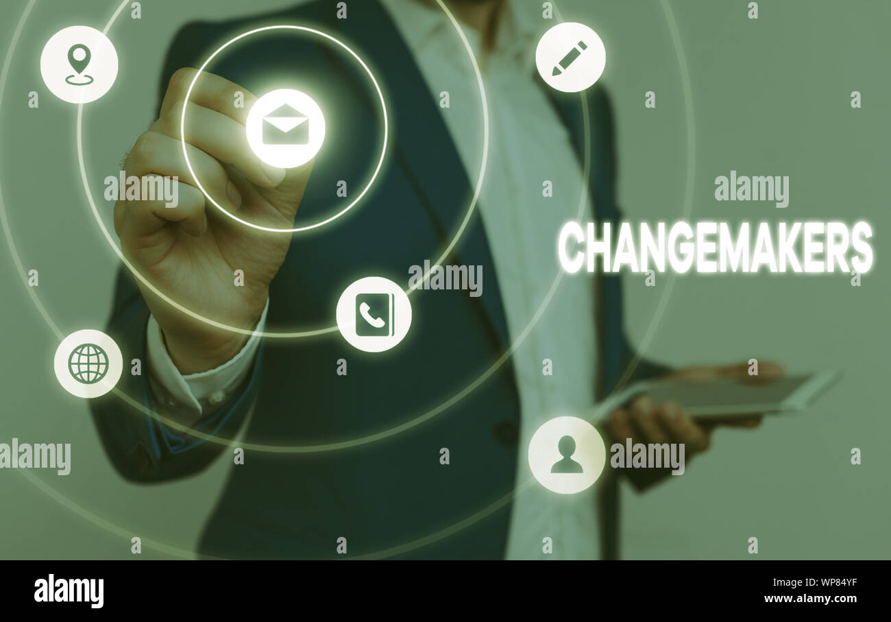 Conceptual hand writing showing Changemakers. Concept meaning Young ...