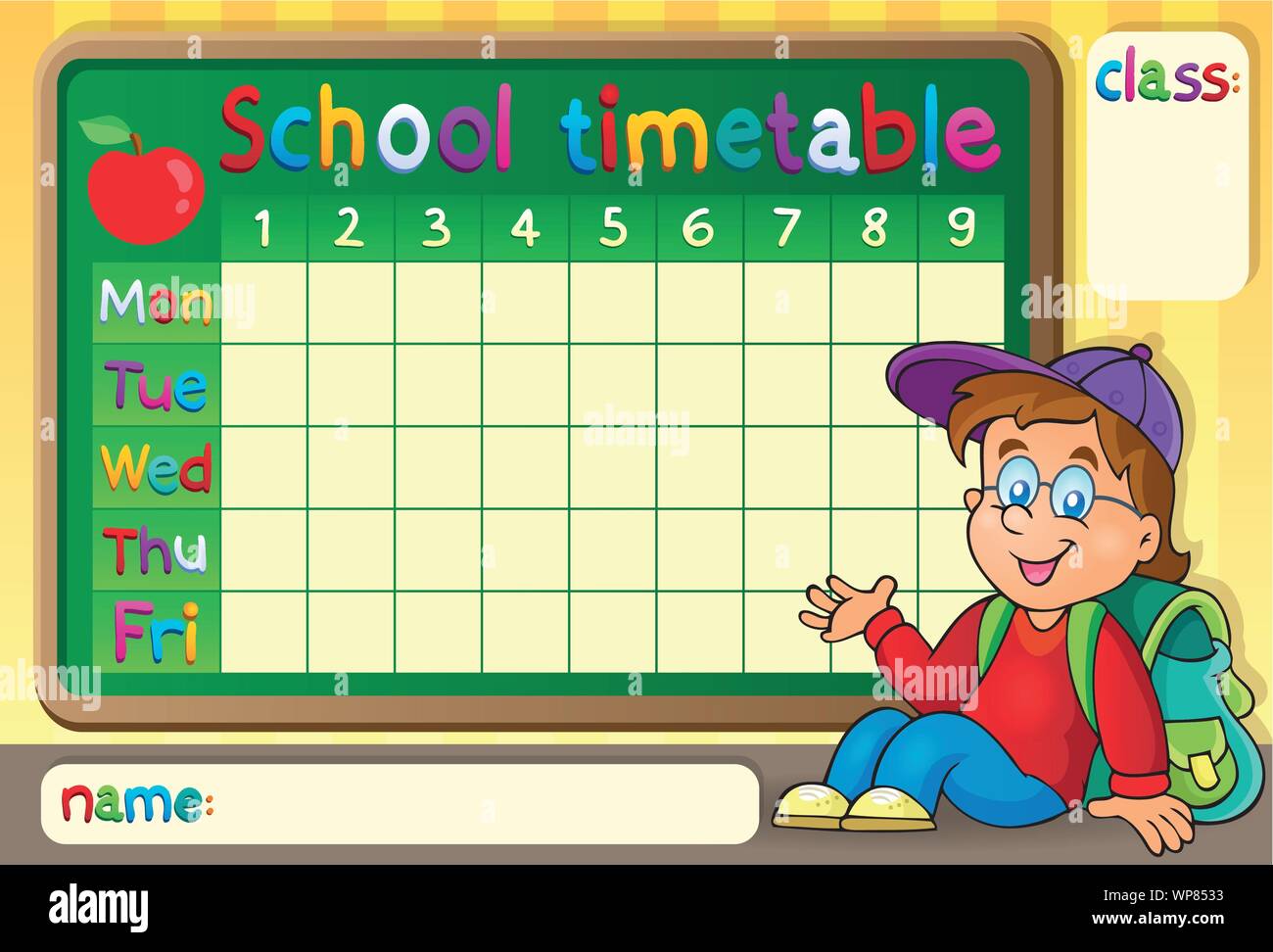 School timetable with happy boy Stock Vector Image & Art - Alamy