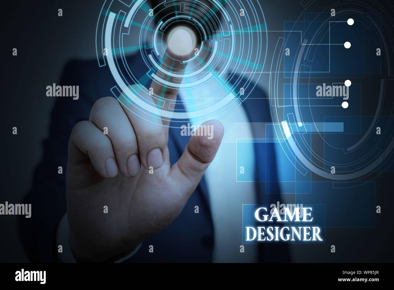 Handwriting text Game Designer. Conceptual photo Campaigner Pixel Scripting Programmers Consoles ...