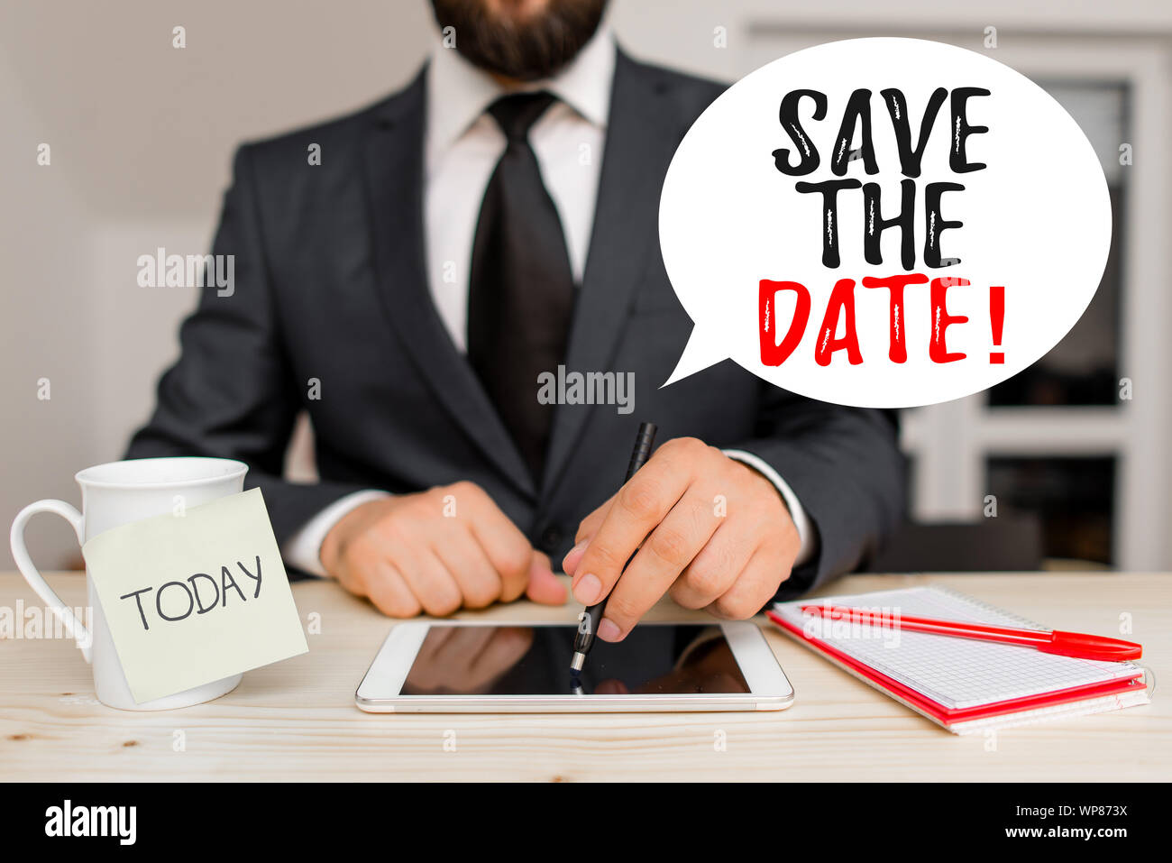 Writing note showing Save The Date. Business concept for reserve the ...