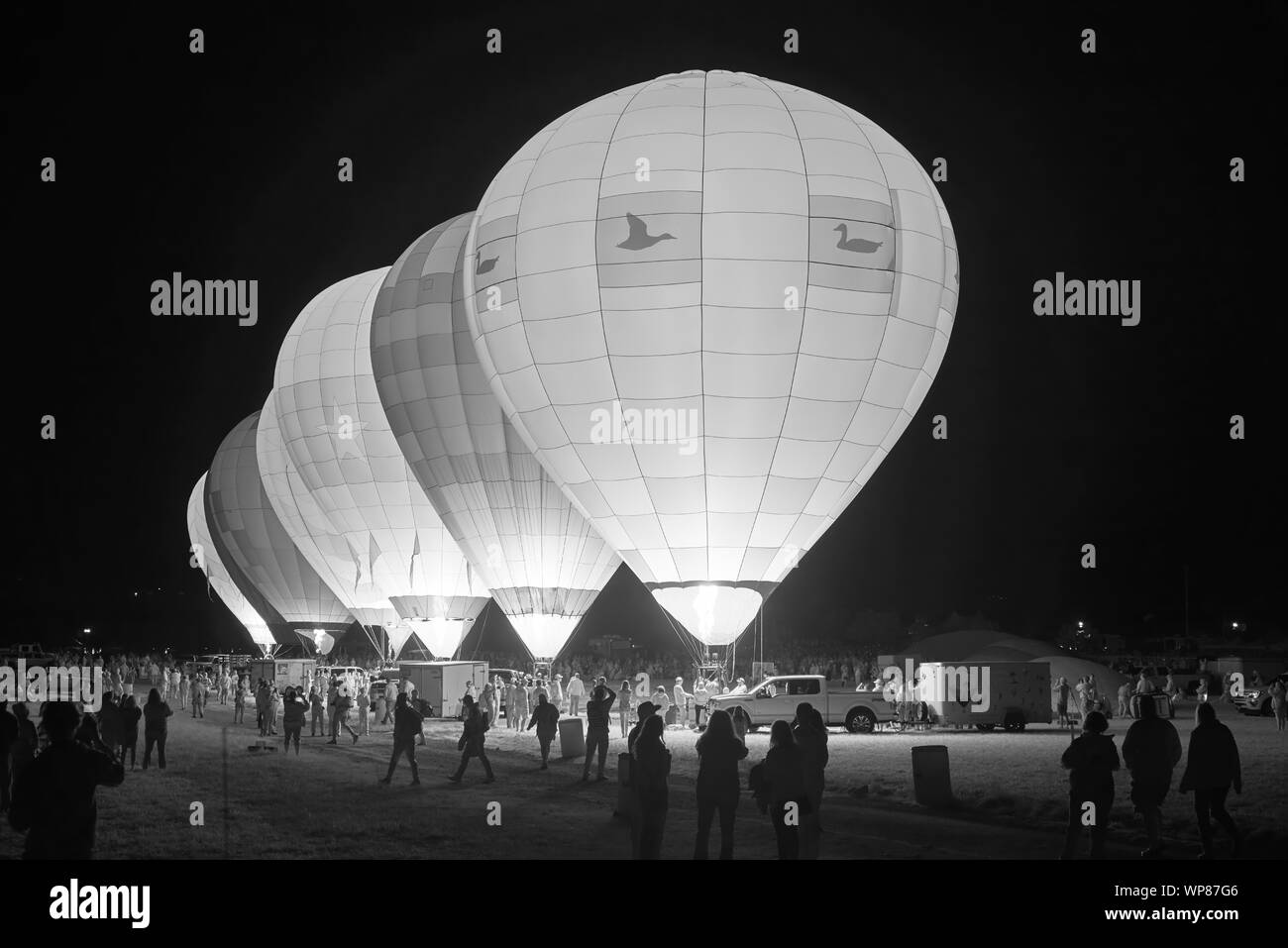 Crowd looking watching air show Black and White Stock Photos & Images ...