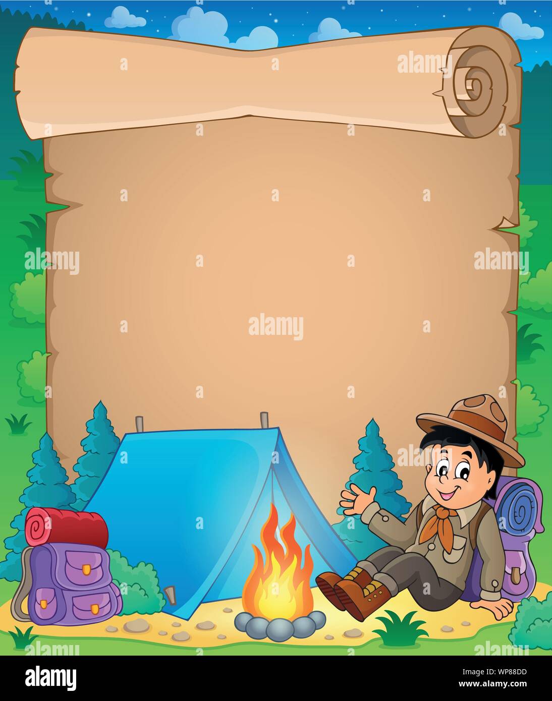 Parchment with scout boy theme 1 Stock Vector Image & Art - Alamy