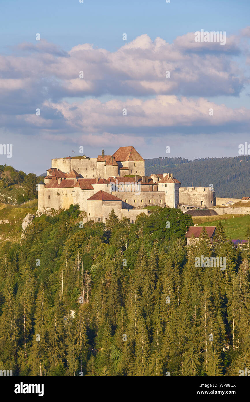 View Of Chateau de Joux At Sunset - La Cluse et Mijoux Doubs Franche ...