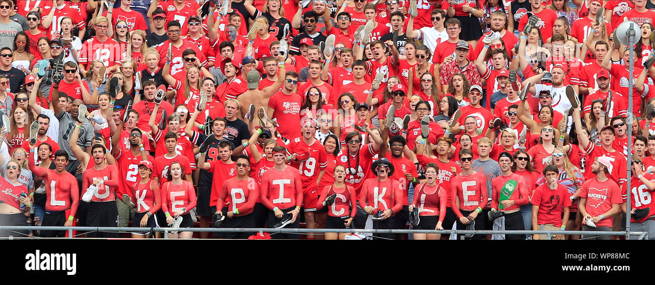 Columbus, Ohio, USA. 7th Sep, 2019. Ohio State Buckeyes students spell ...