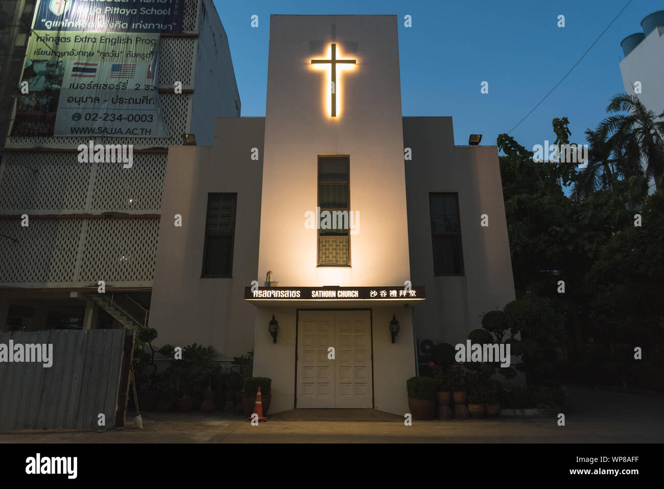 Bangkok, Thailand - July 28, 2019: the facade of Sathorn Church in ...