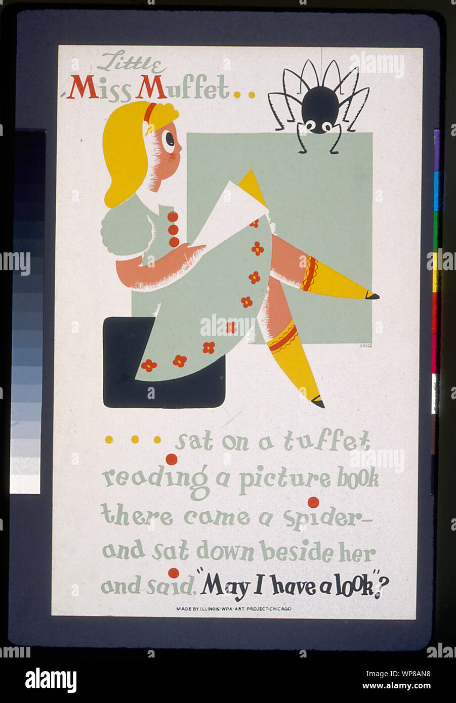 Little Miss Muffet ... reading a picture book Stock Photo - Alamy