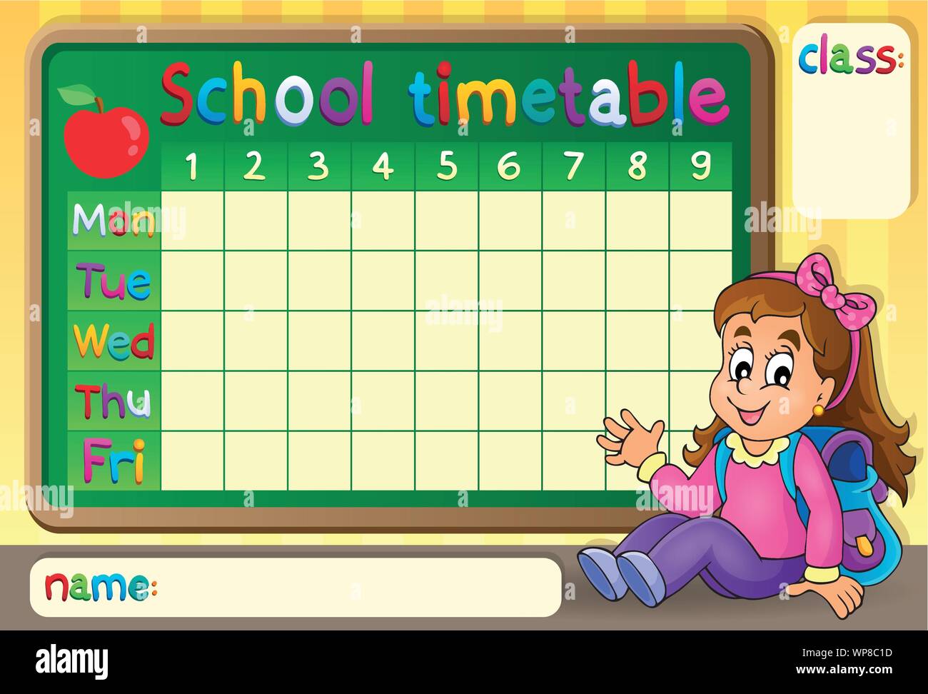 School timetable with happy girl Stock Vector Image & Art - Alamy