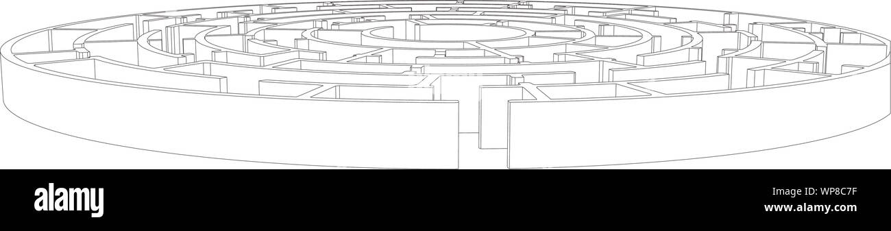 Wire-frame round intricate labyrinth. Vector Stock Vector Image & Art ...