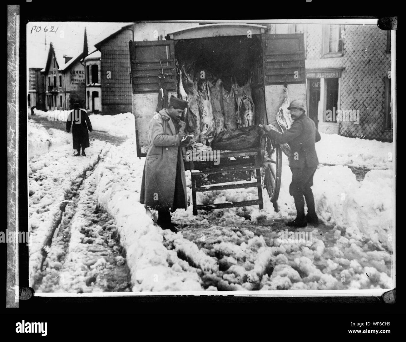 Loading meat for the front, French official picture Stock Photo - Alamy