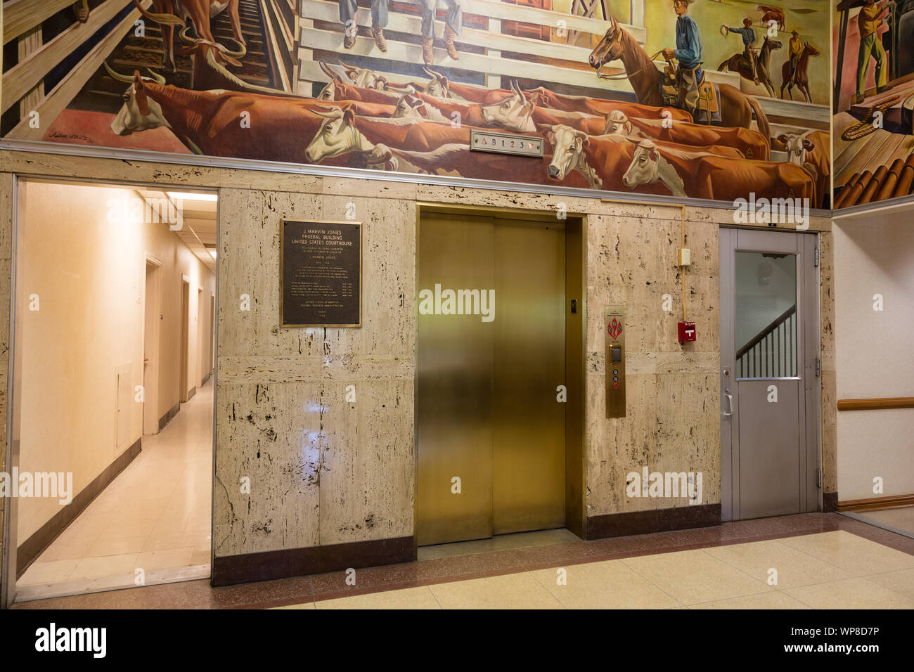 Lobby elevator at the J. Marvin Jones Federal Building & U.S ...