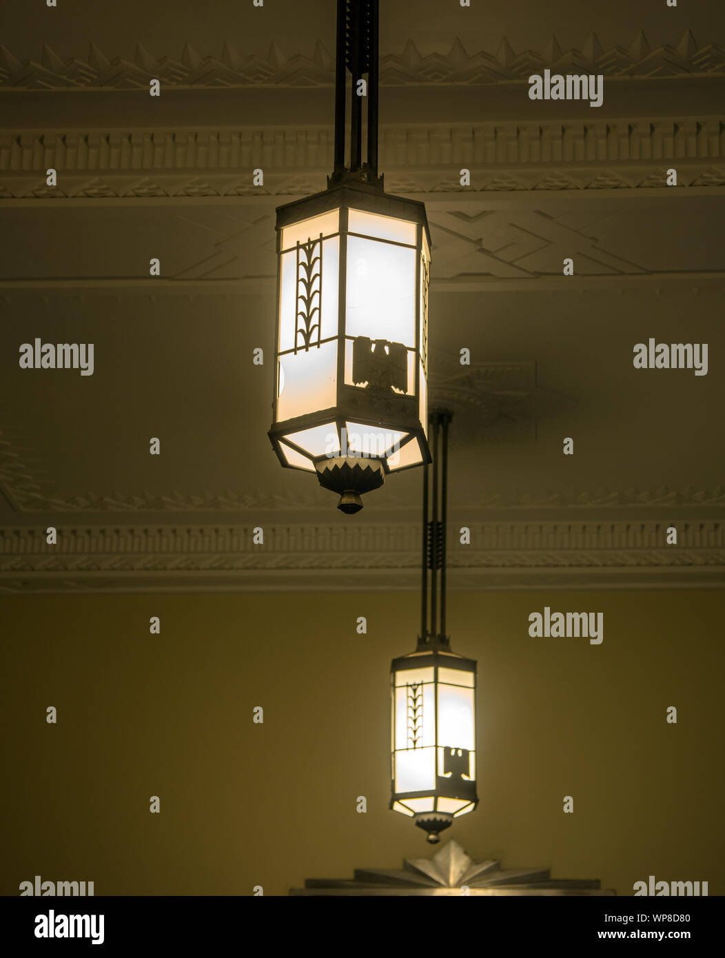 Lobby lamps. Art Deco style Federal Building & U.S. Courthouse, Monroe ...