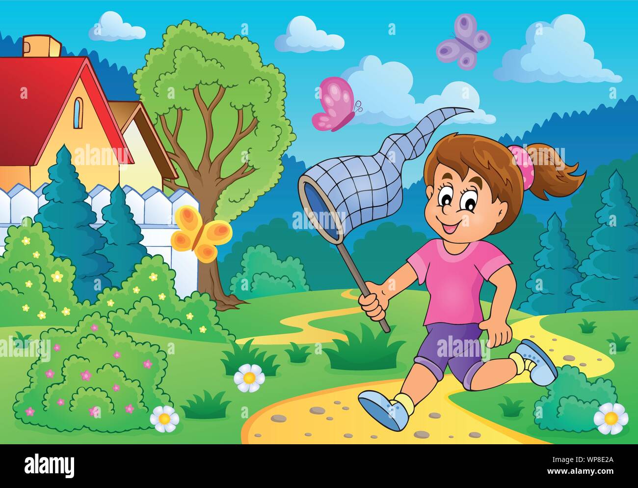 Child chasing butterfly hi-res stock photography and images - Alamy