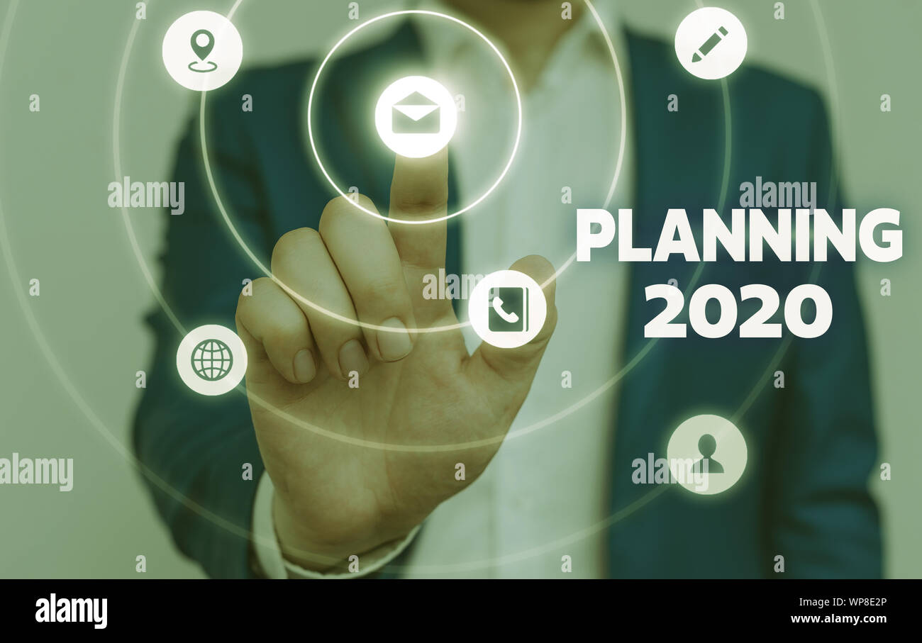 Handwriting text Planning 2020. Conceptual photo Begin with end in the ...