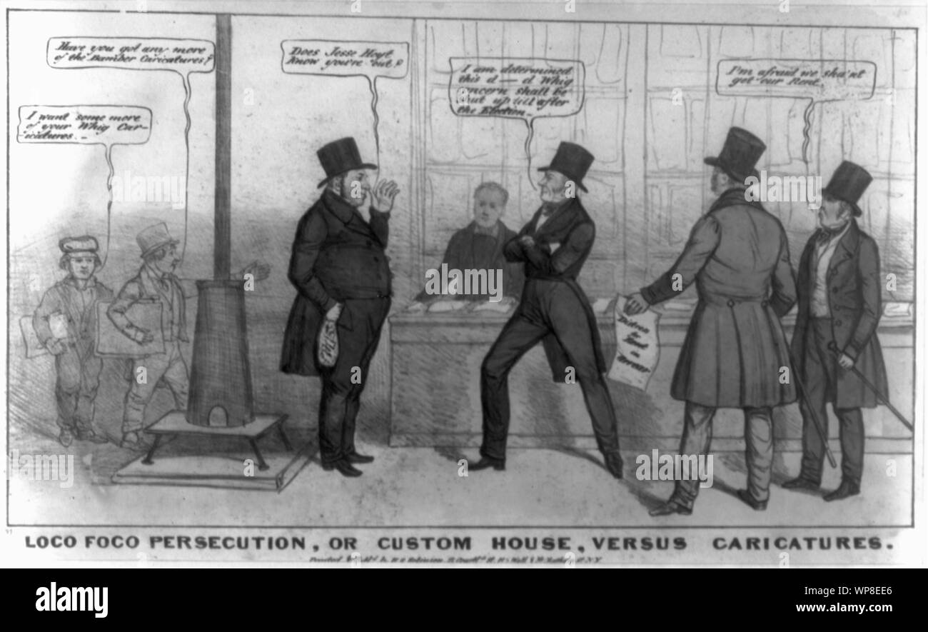 Loco Foco persecution, or custom house, versus caricatures Stock Photo ...