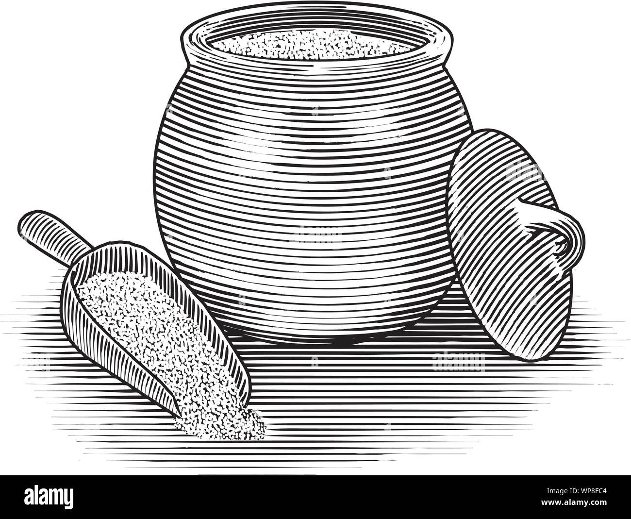 Woodcut illustration of a flour cannister Stock Vector Image & Art - Alamy