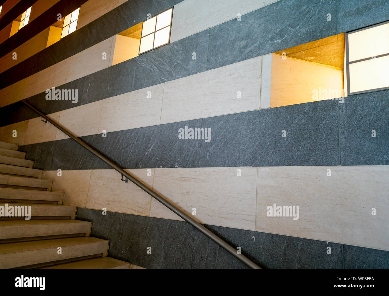 Striking architectural design of horizontallines, stairs and diagonal ...