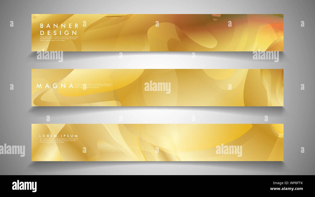 collection of banners, vector backgrounds with wavy gold colored ...
