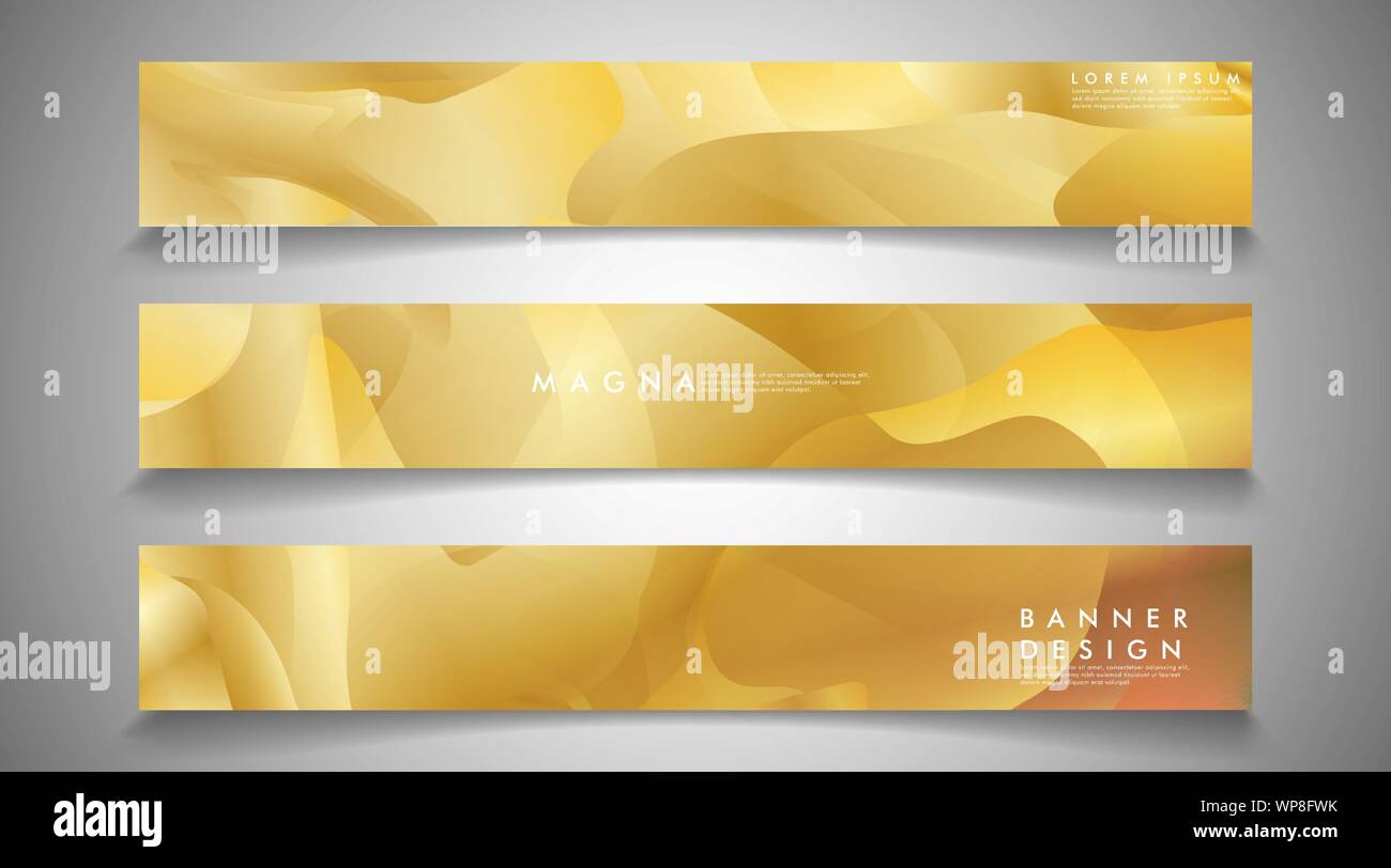 collection of banners, vector backgrounds with wavy gold colored ...