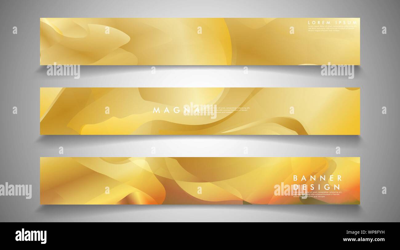 collection of banners, vector backgrounds with wavy gold colored patterns. suitable for ad ...