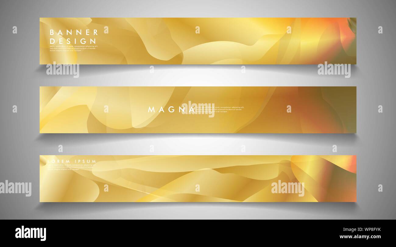 collection of banners, vector backgrounds with wavy gold colored ...