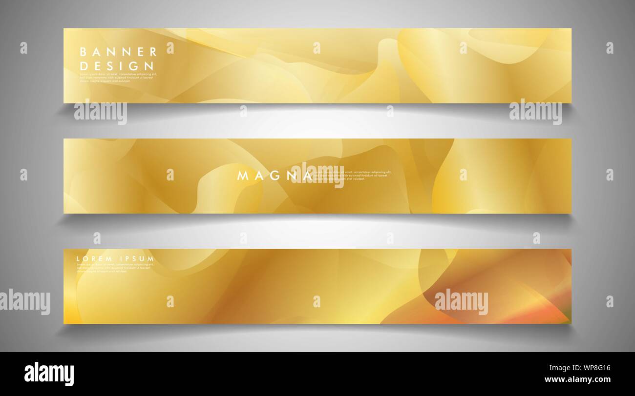 collection of banners, vector backgrounds with wavy gold colored ...