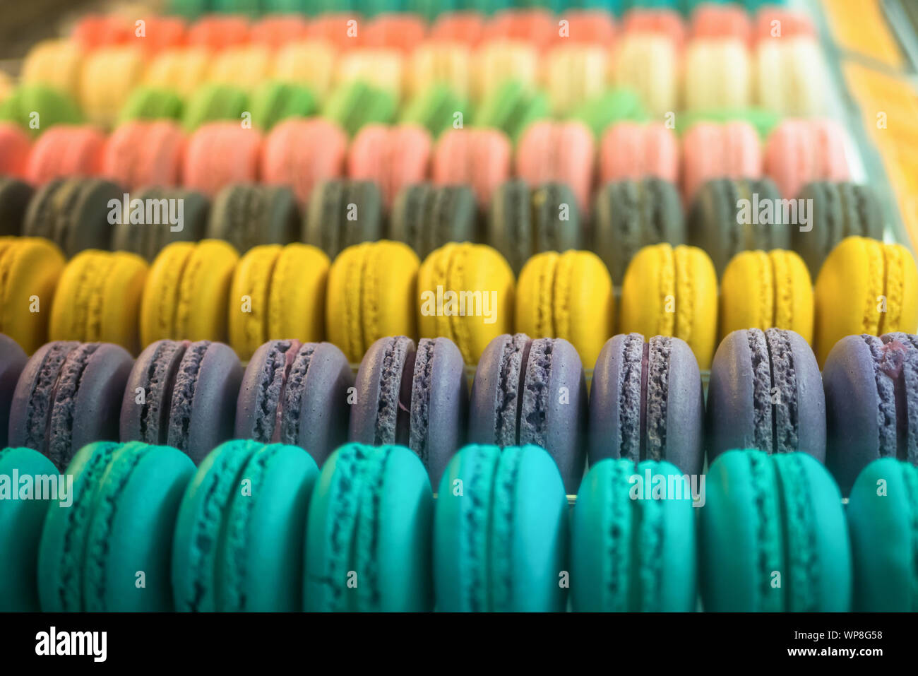 Closeup view of the colorful macarons Stock Photo - Alamy