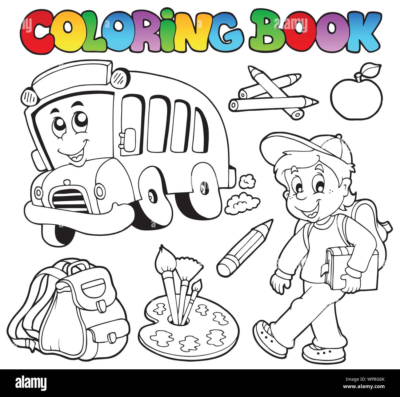 Coloring book school cartoons 2 Stock Vector Image & Art - Alamy