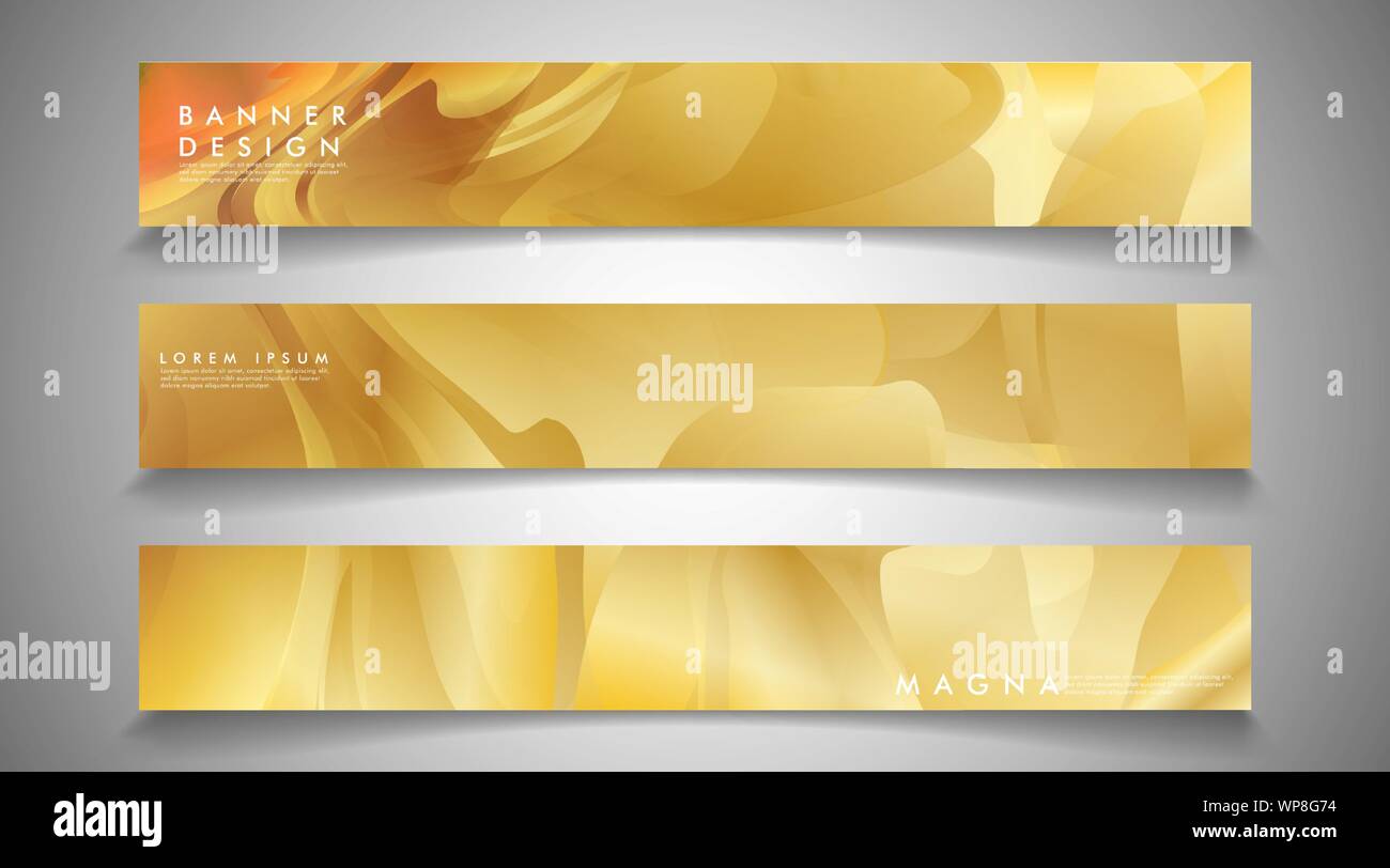 collection of banners, vector backgrounds with wavy gold colored ...