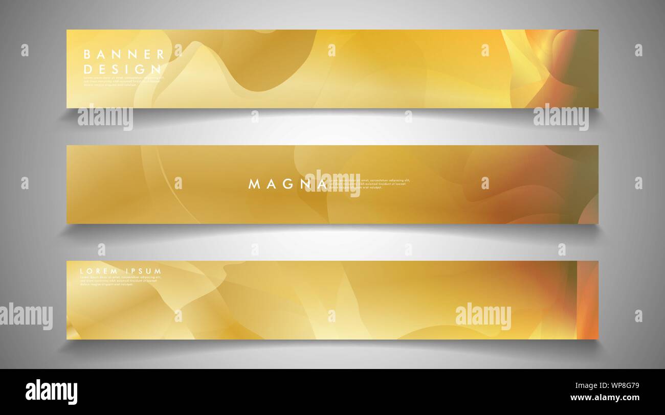 collection of banners, vector backgrounds with wavy gold colored ...