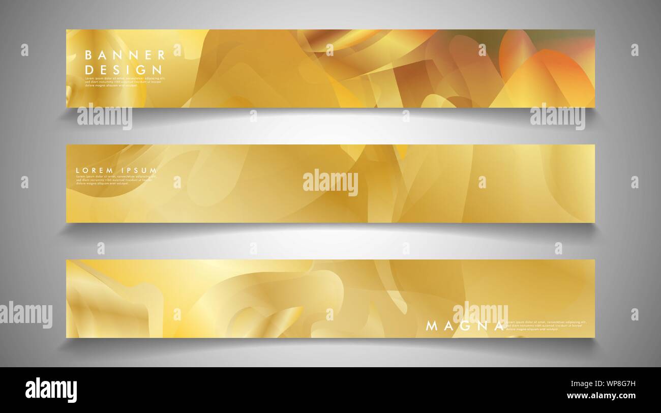 collection of banners, vector backgrounds with wavy gold colored ...
