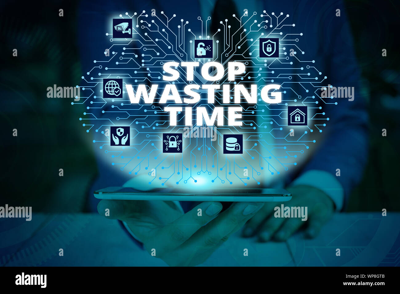 Writing note showing Stop Wasting Time. Business concept for advising ...