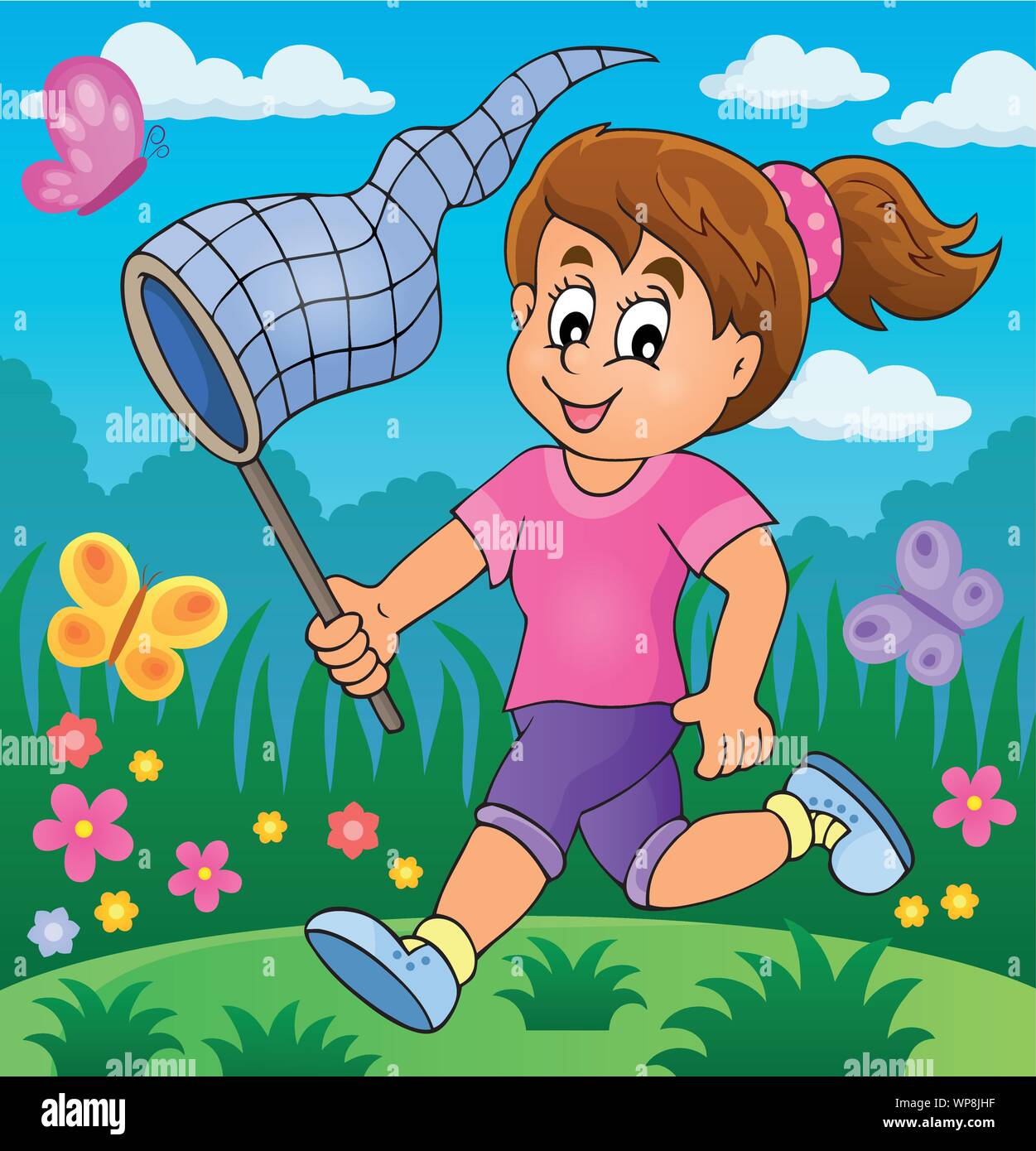 Child chasing butterfly hi-res stock photography and images - Alamy