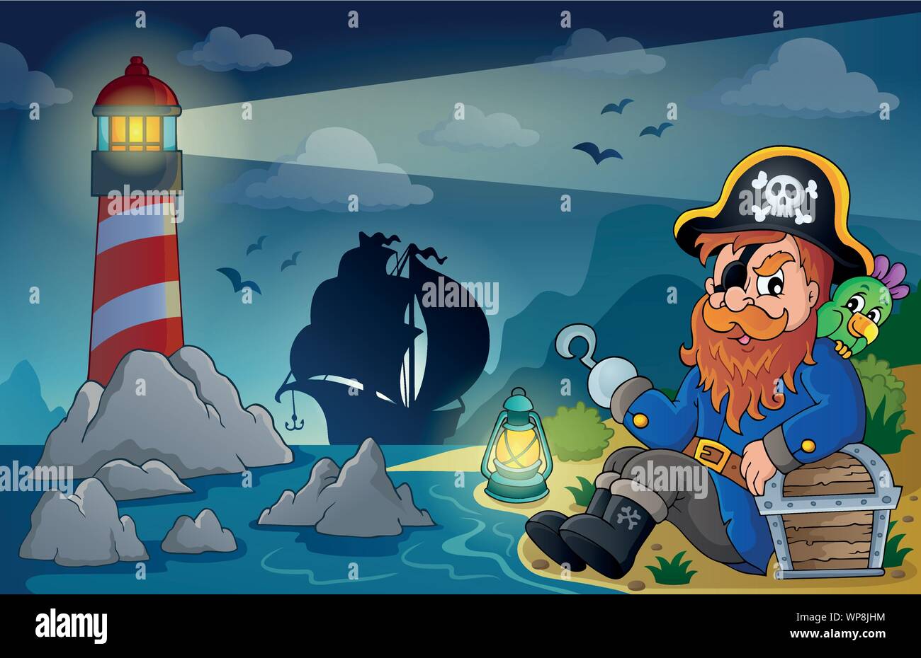 Lighthouse with pirate theme 5 Stock Vector Image & Art - Alamy