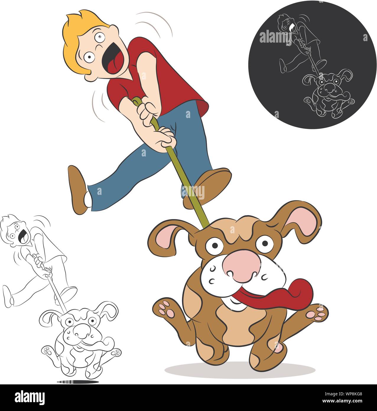 Man Trying to Walk His Dog Stock Vector Image & Art - Alamy