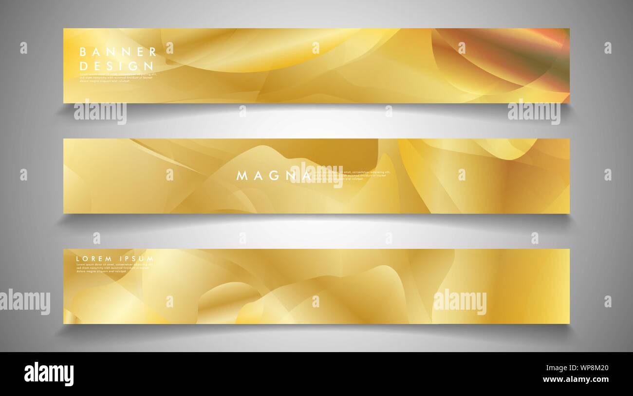 collection of banners, vector backgrounds with wavy gold colored ...
