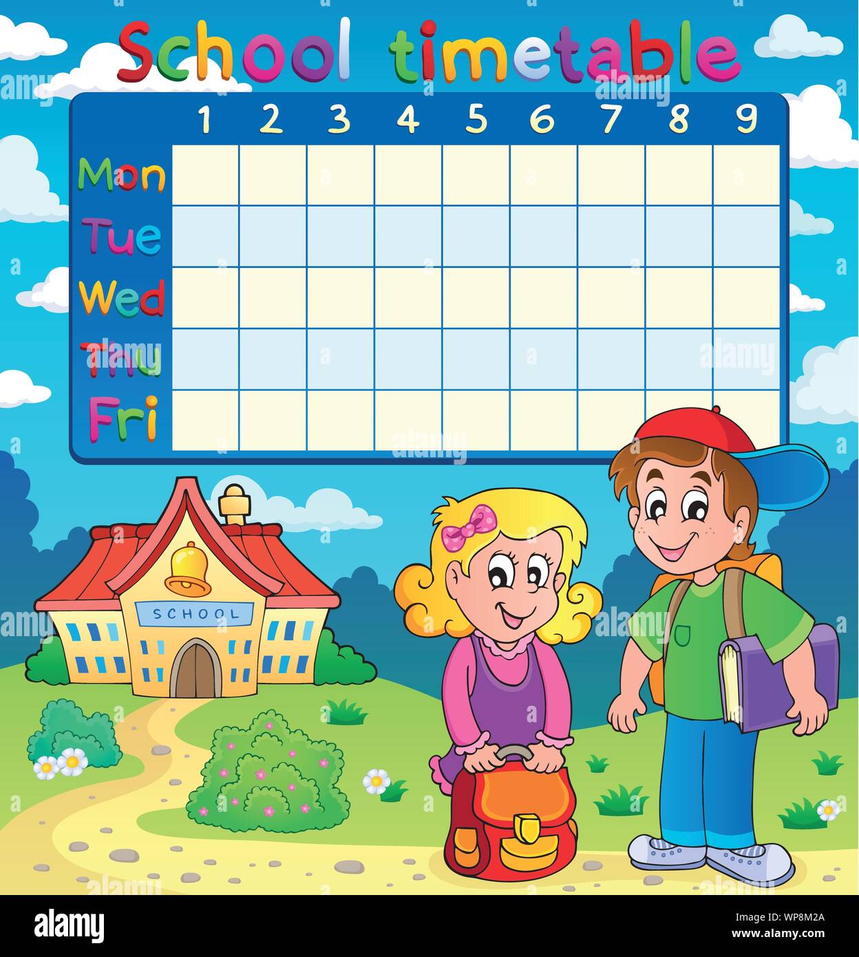 School timetable with two children Stock Vector Image & Art - Alamy