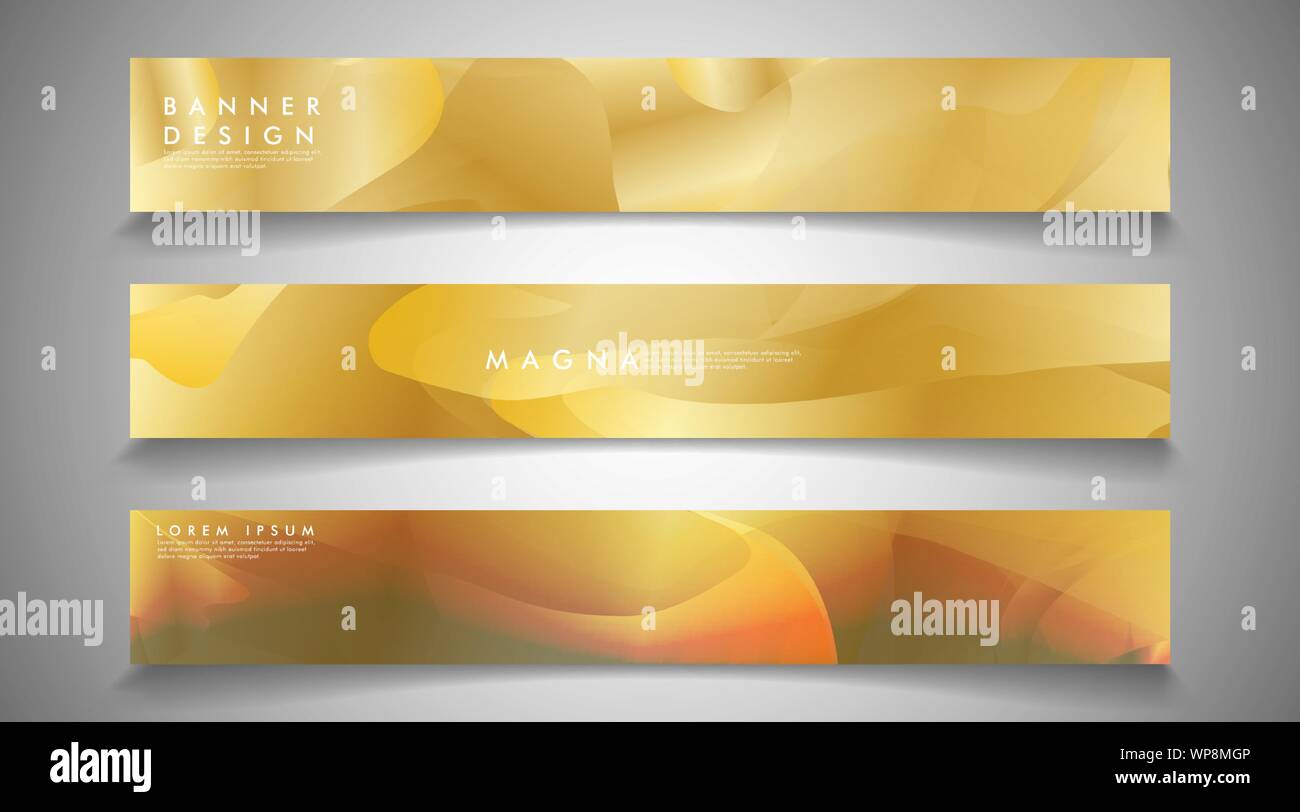 collection of banners, vector backgrounds with wavy gold colored ...