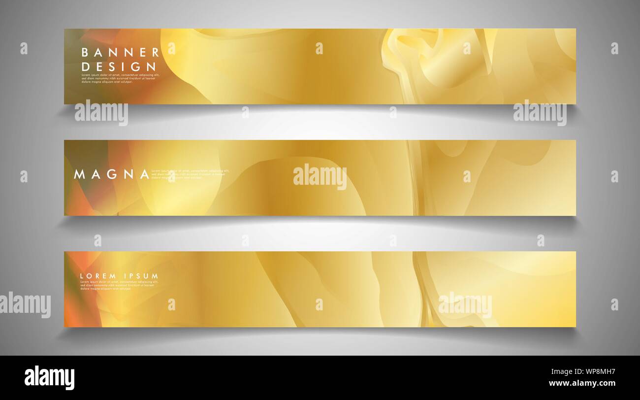 collection of banners, vector backgrounds with wavy gold colored ...