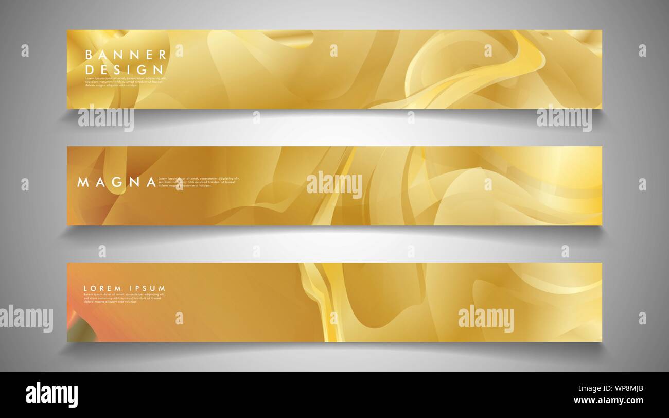 collection of banners, vector backgrounds with wavy gold colored ...