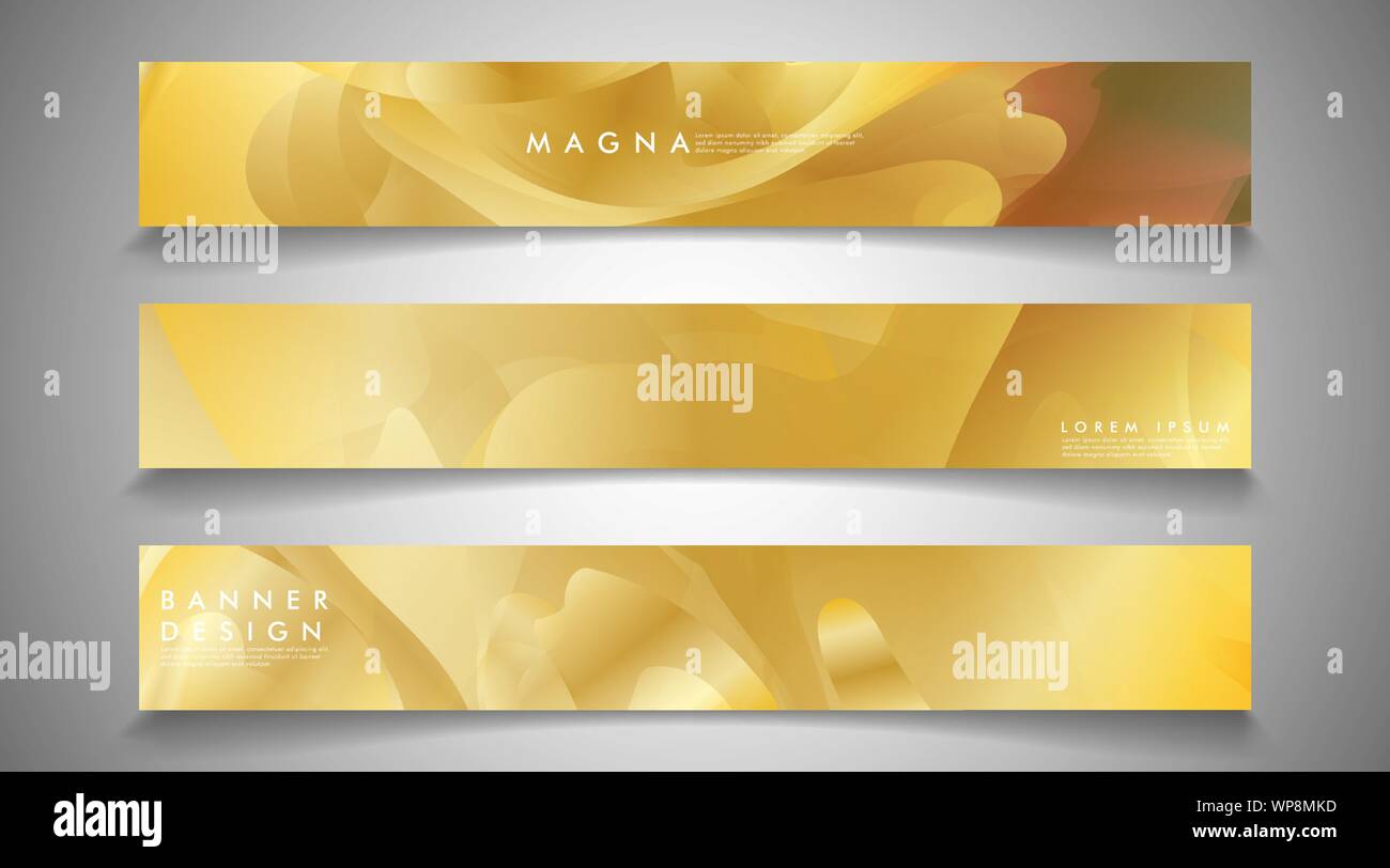 collection of banners, vector backgrounds with wavy gold colored ...