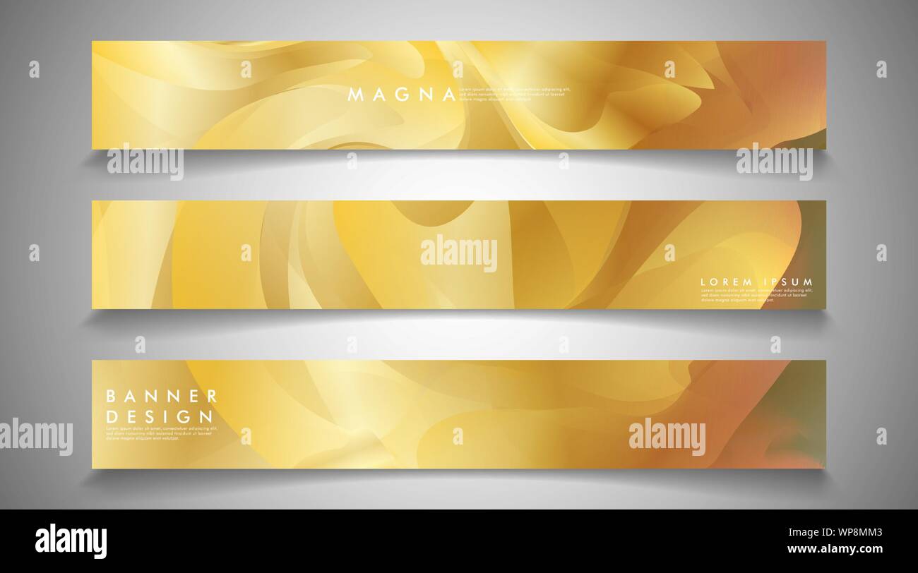 collection of banners, vector backgrounds with wavy gold colored ...