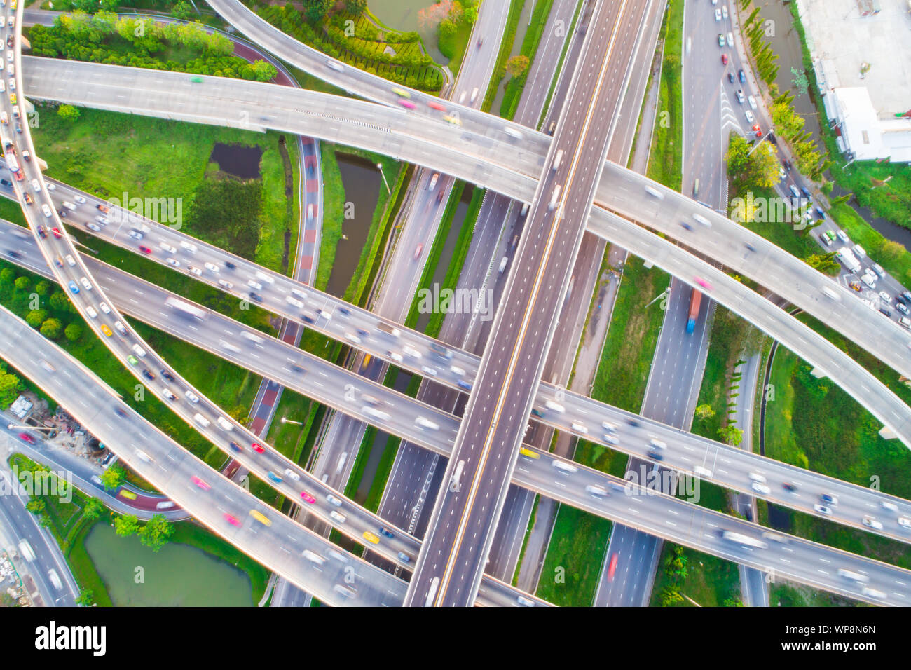 Expressway transport traffic road with vehicle movement logistic ...