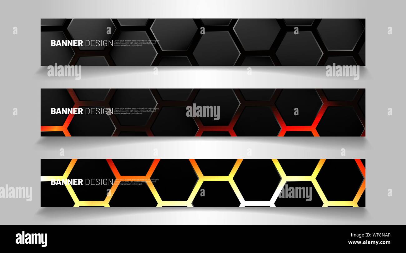 Set the background of the hexagon banner. Gradient color light pattern ...