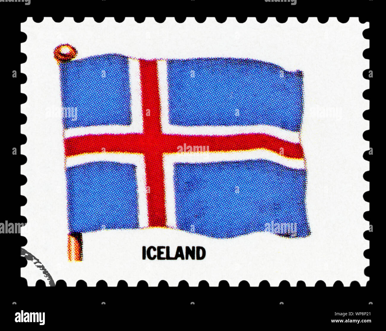ICELAND FLAG - Postage Stamp isolated on black background Stock Photo ...
