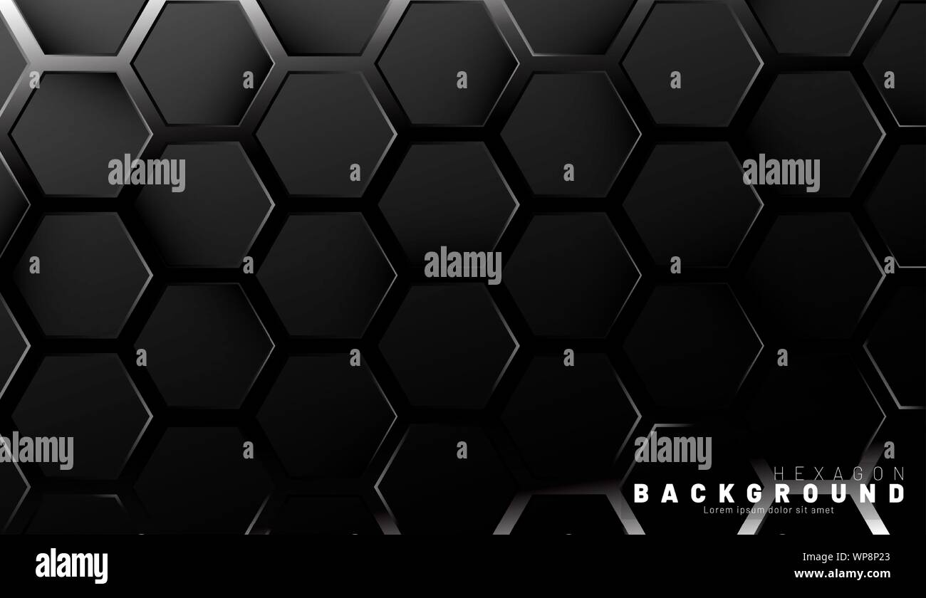 Abstract black hexagon pattern on a technology style of neon gradient background. Honeycomb ...